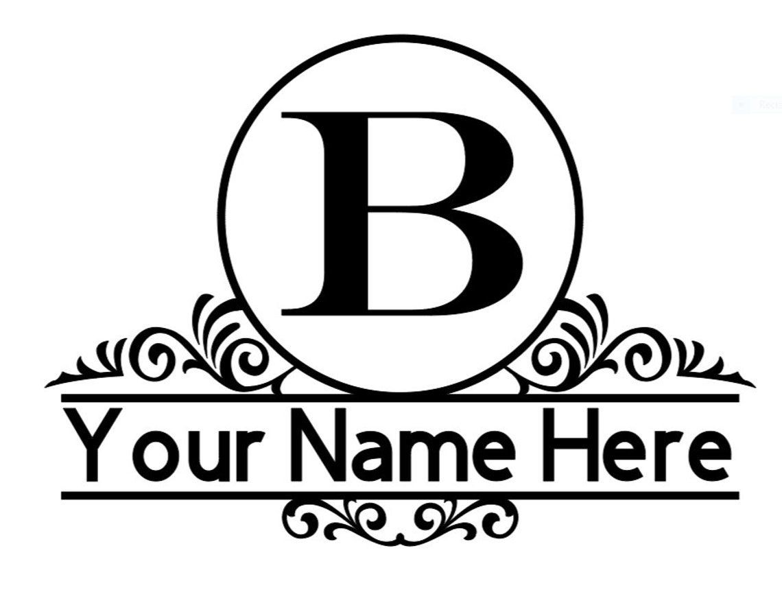 Permanent B Filigree Circle Monogram Font Decal Cut From | Etsy