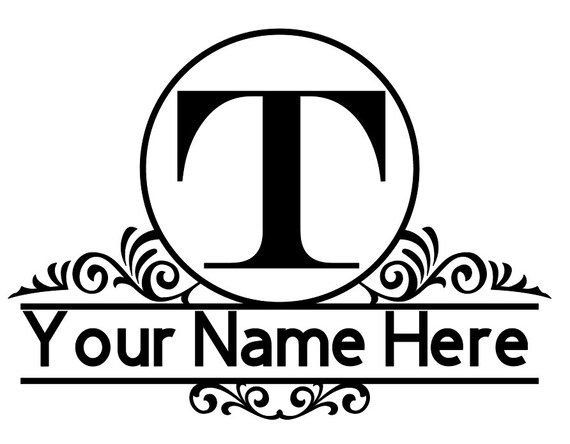 Permanent T Filigree Circle Monogram Font Decal Cut From - Etsy