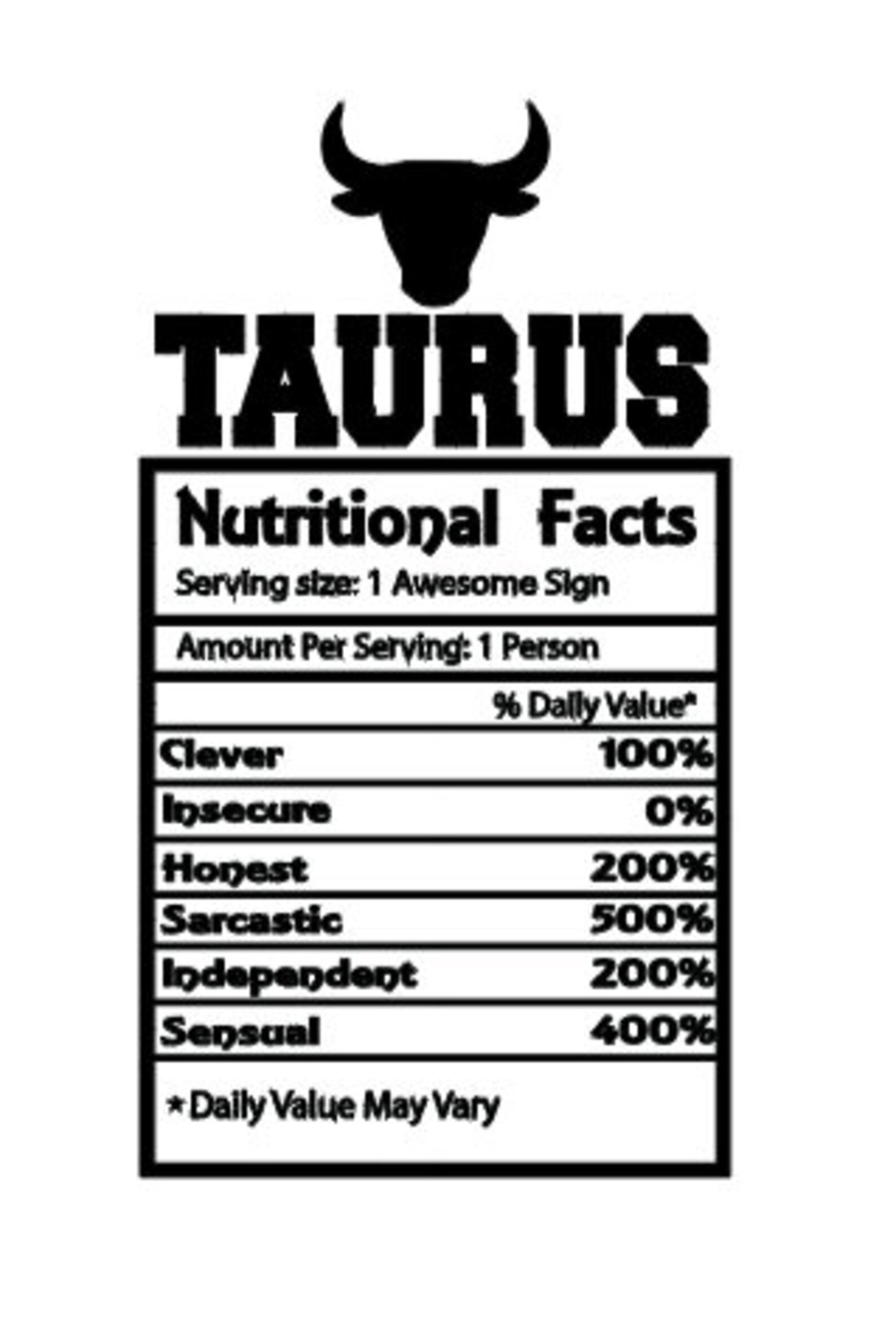Permanent Taurus Nutritional Facts Zodiac Decal Cut From | Etsy