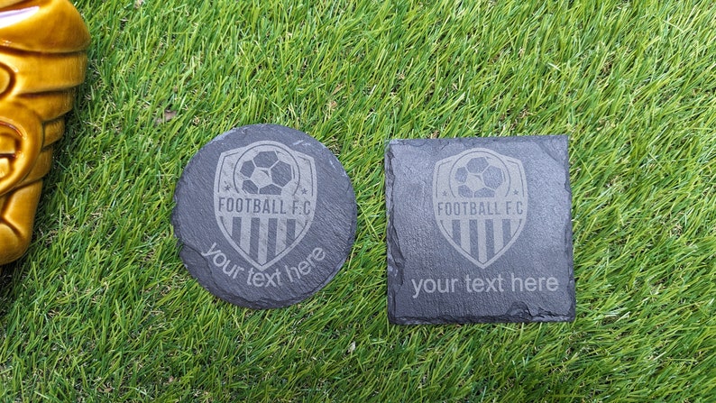 Football Badge Coaster, Any Team Badge Laser Engraved Slate 100mm ...