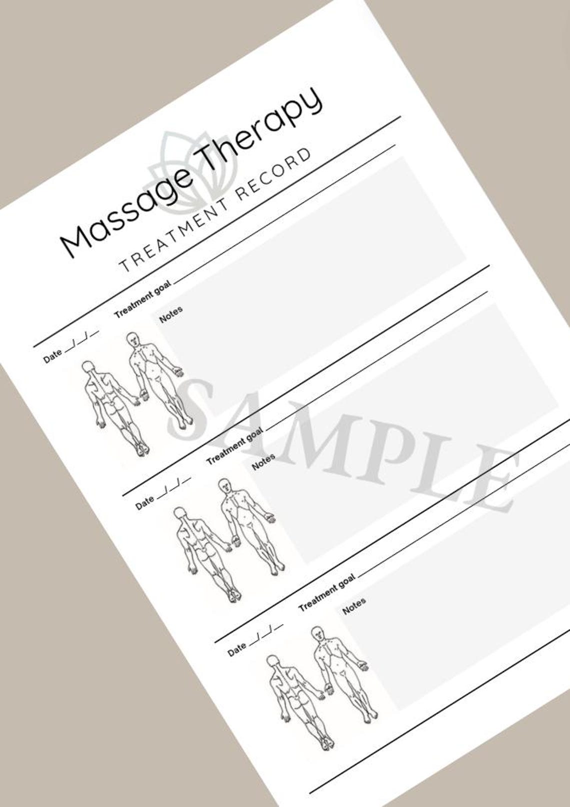 Massage Therapy Client Treatment Record - Etsy