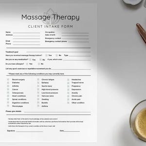 Massage Therapy Client Intake Form - Etsy