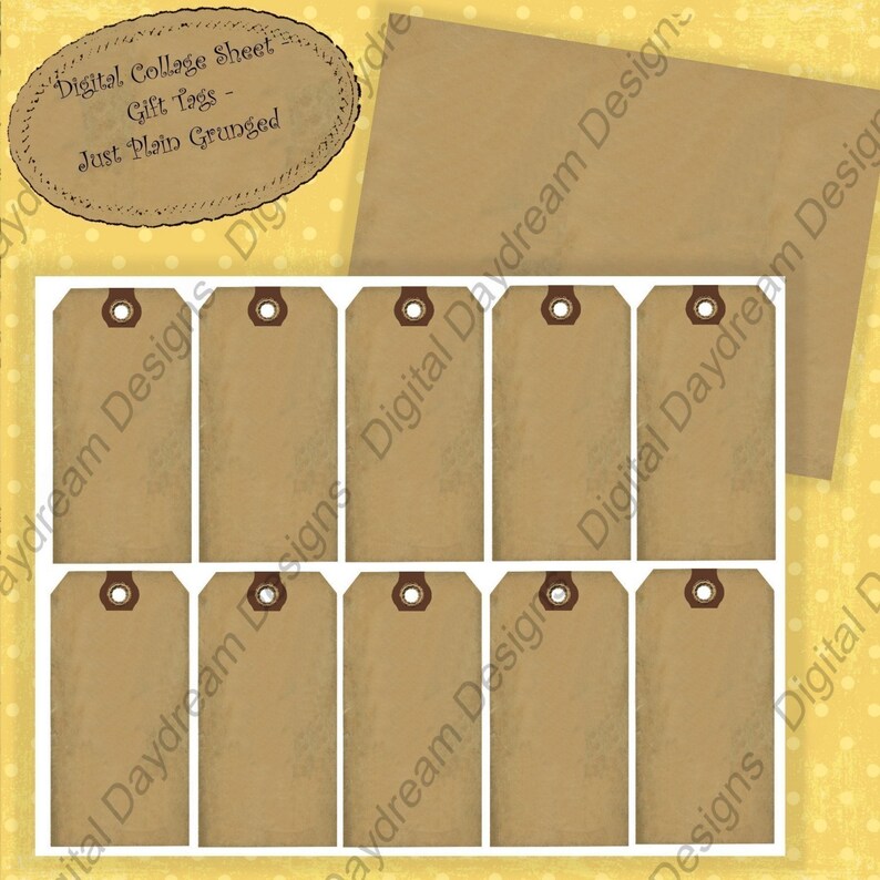 Blank Gift Tags Instant Download Printable Plain Grunged Gift Tags ...