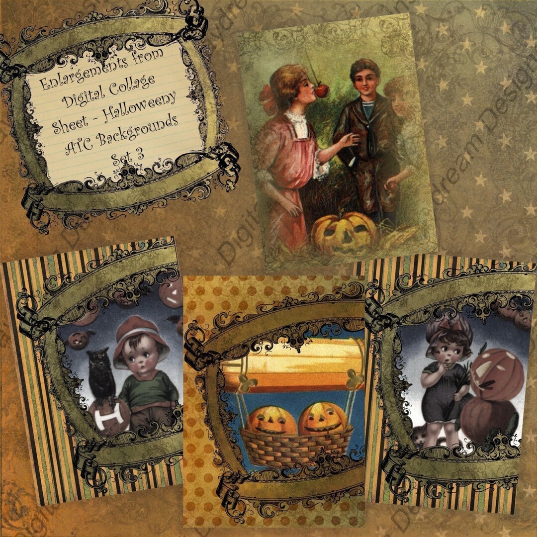 Vintage Halloween Collage Sheet: ATC ACEO Cards (digital Download) 2.5 ...