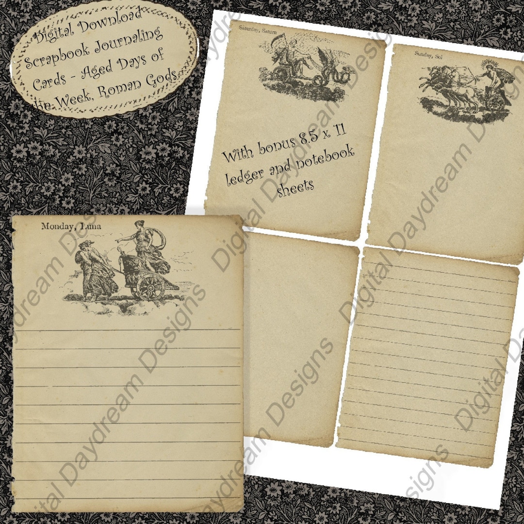 Instant Download Printable Scrapbooking Aged Roman God Days of - Etsy
