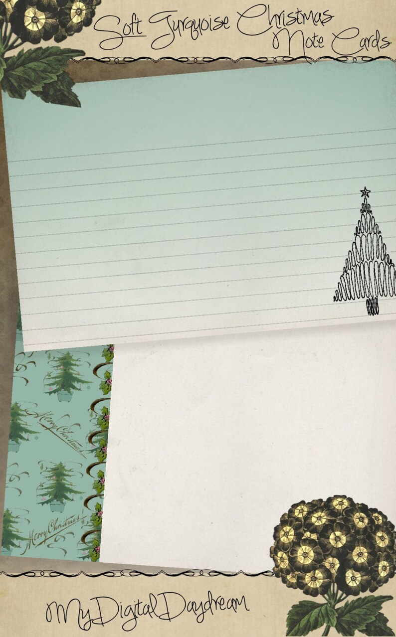 4x6 Holiday Printable Soft Aqua Pastel Christmas Note Card - Etsy Hong Kong
