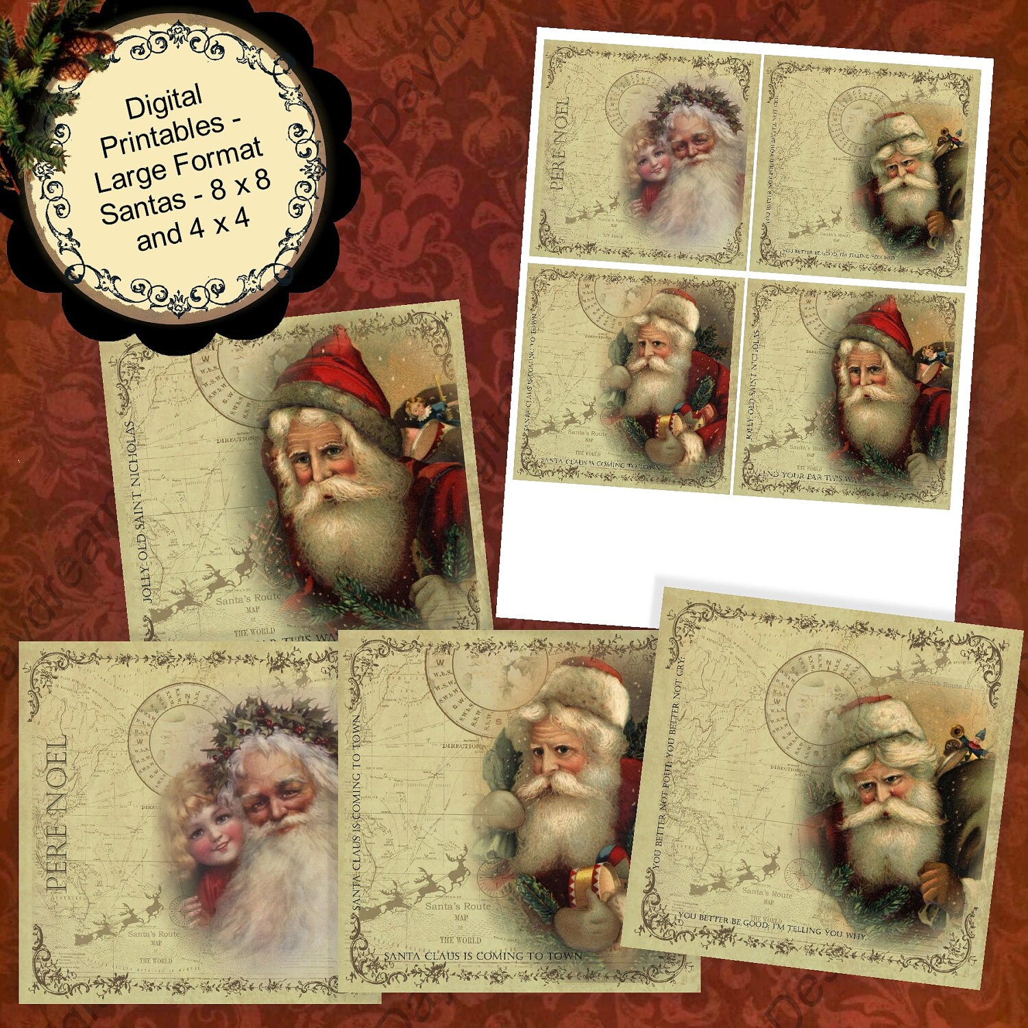 INSTANT Digital Download Printable Christmas 8 X 8 4 X 4 Collage Sheets ...