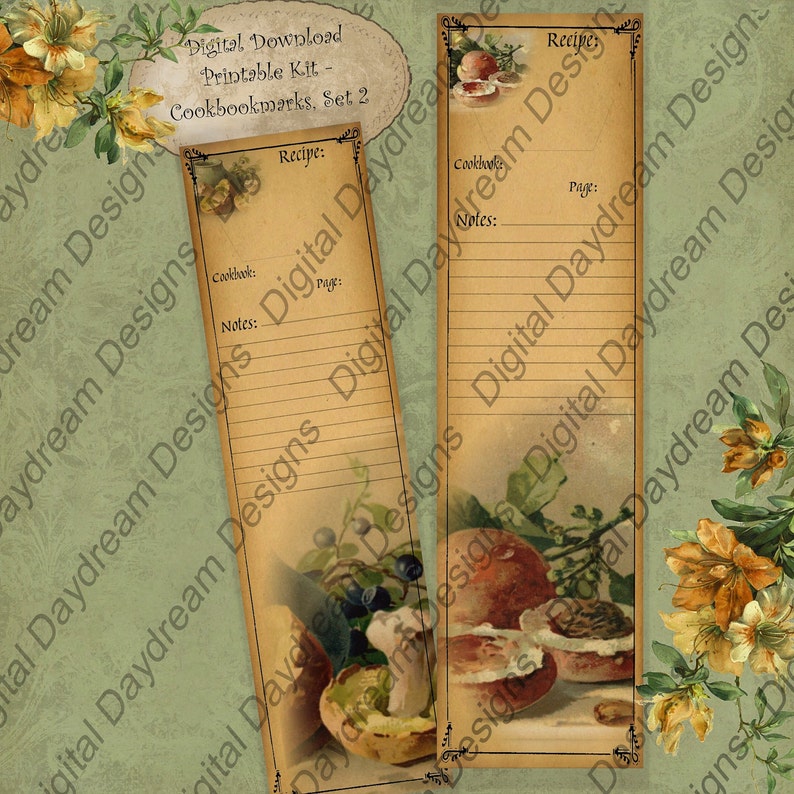 Printable Bookmarks Instant Digital Download DIY Kit Cook's Gift ...