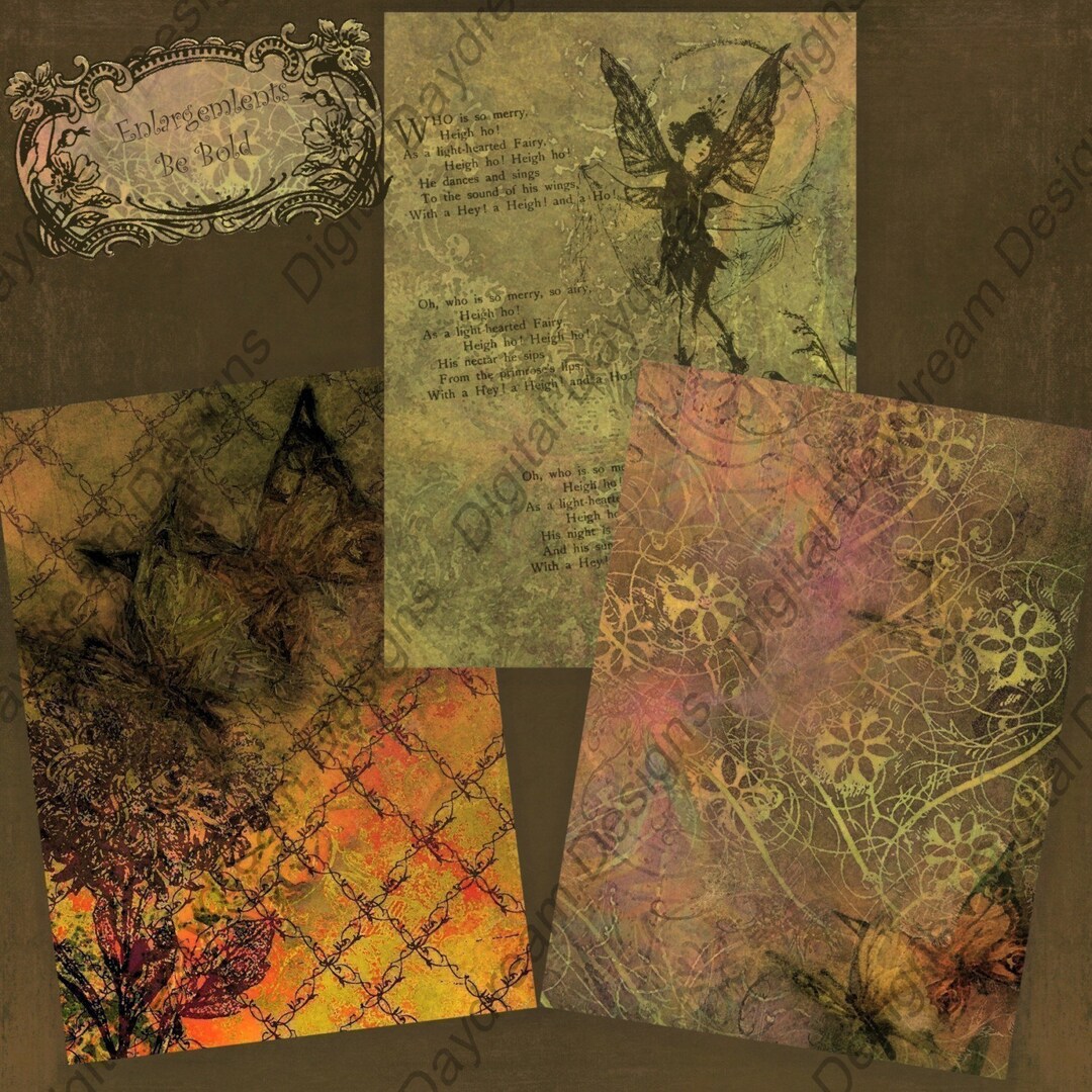 Digital Download Printable Collage Sheet - ATC Backgrounds Be Bold 2.5 ...