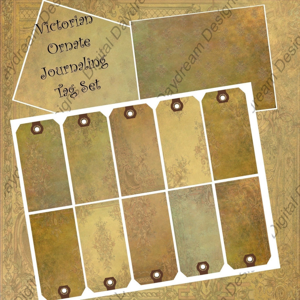 Printable Victorian Ornate Blank Gift Tags Journal Tags Digital ...