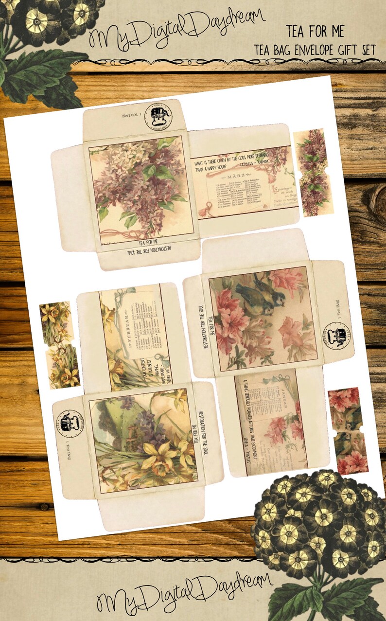 Printable Tea Bag Envelopes DIY Gift Set Tea for Me - Etsy