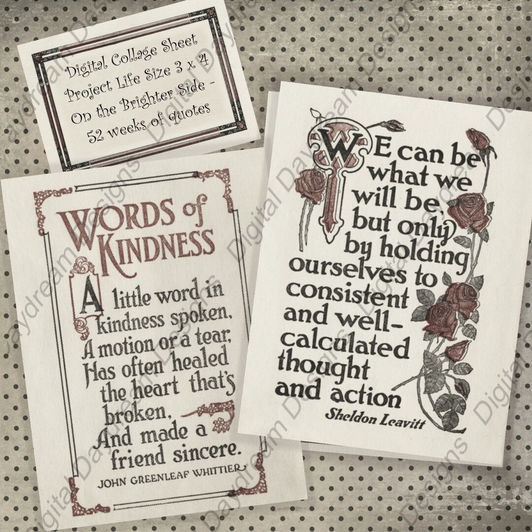 Instant Download Printable Project Life Size Journal Quotes Quote Cards ...