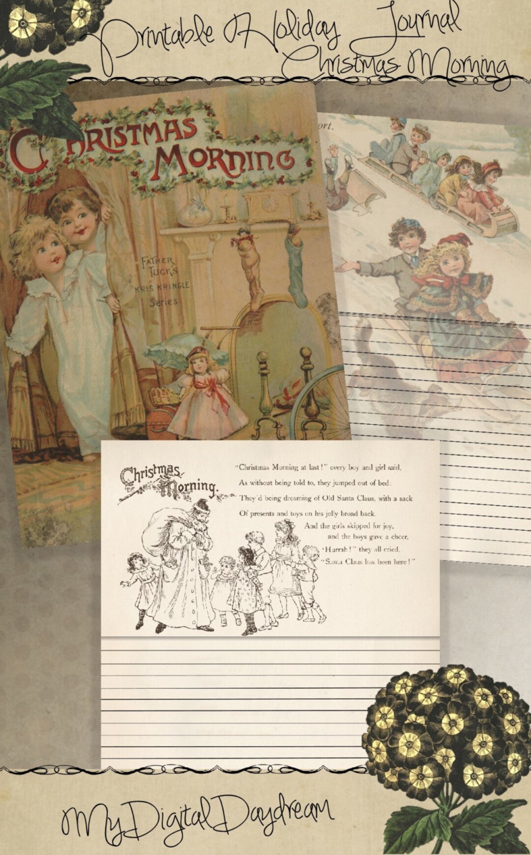 Printable Holiday Christmas Morning Storybook Journal Stationery ...
