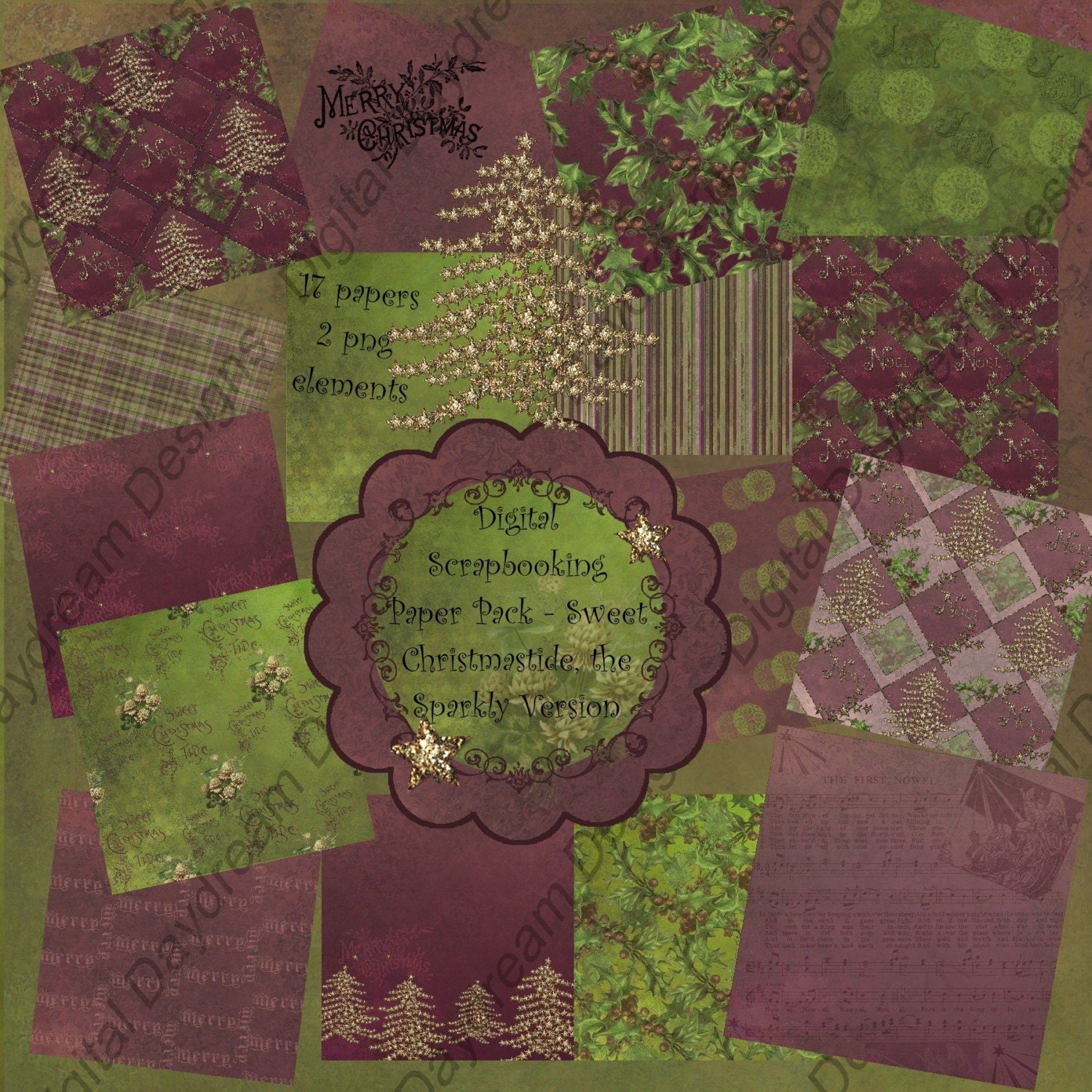 Digital Download Printable Scrapbooking Paper Pack Christmas - Etsy