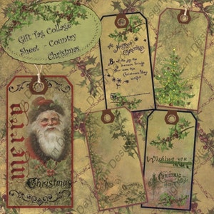 Instant Download Digital Printable Country Christmas Gift Tag - Etsy