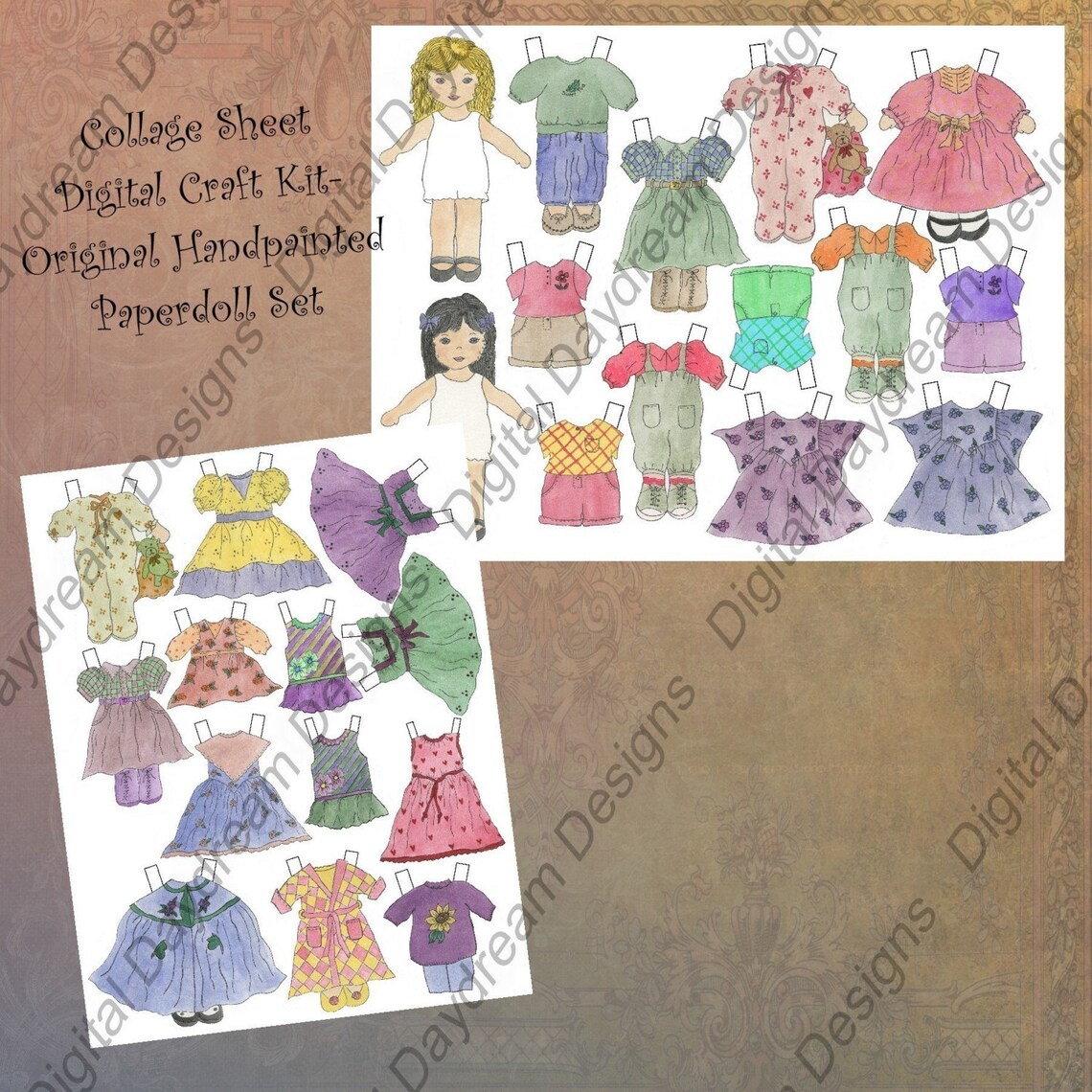 Digital Printable Paperdolls Instant Download Original Handpainted - Etsy