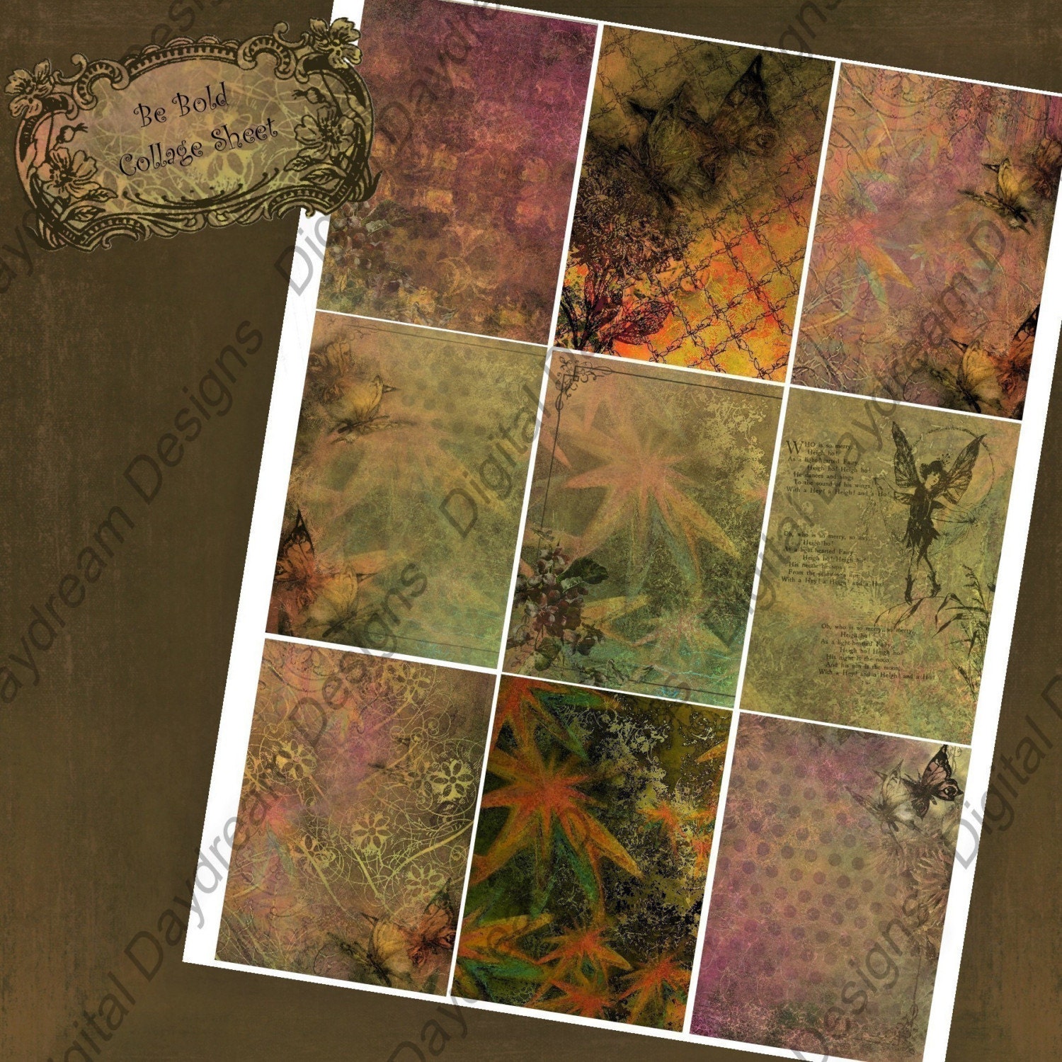 Digital Download Printable Collage Sheet - ATC Backgrounds Be Bold 2.5 ...