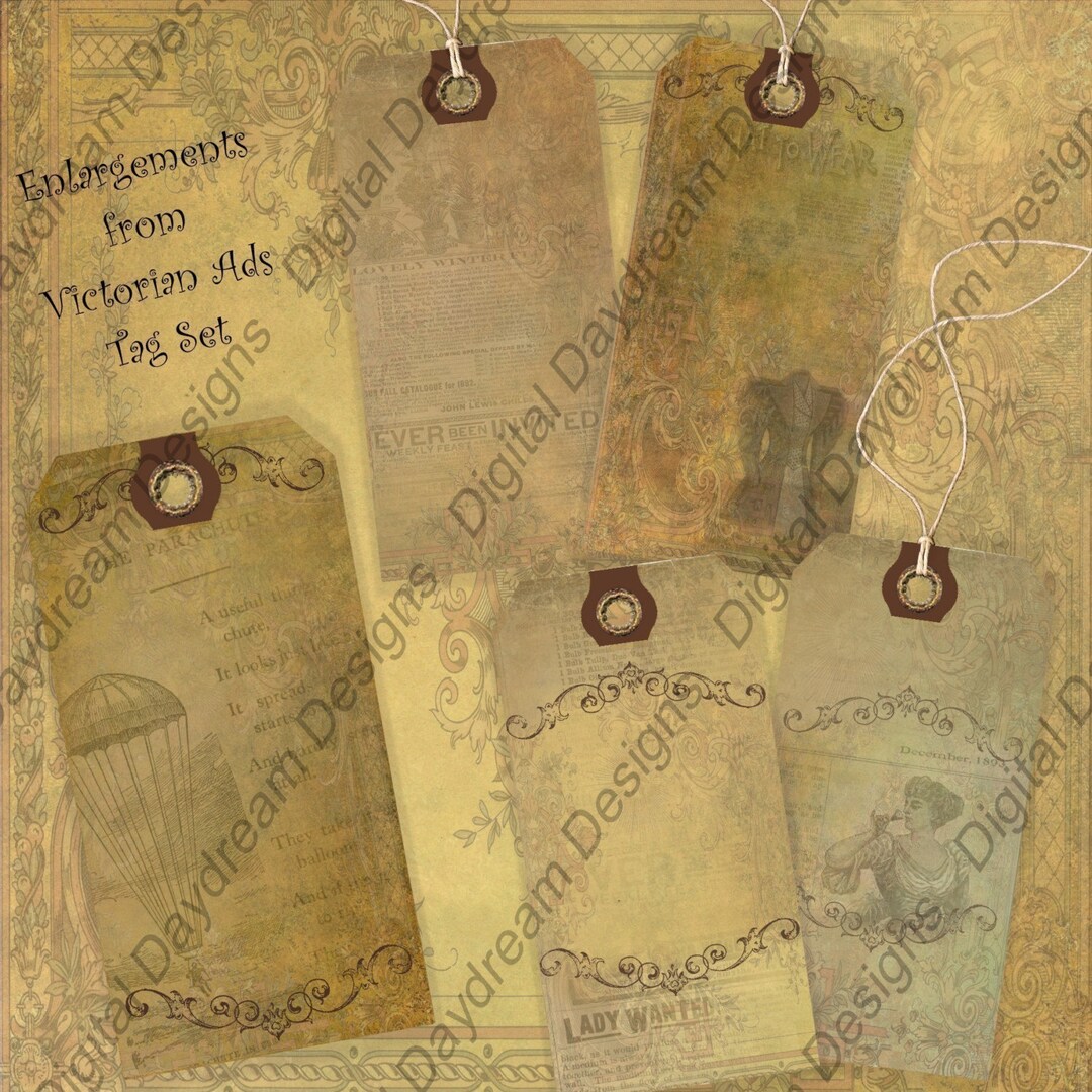 Digital Download Printable Gift Tag Set Victorian Ads Collage Sheet - Etsy