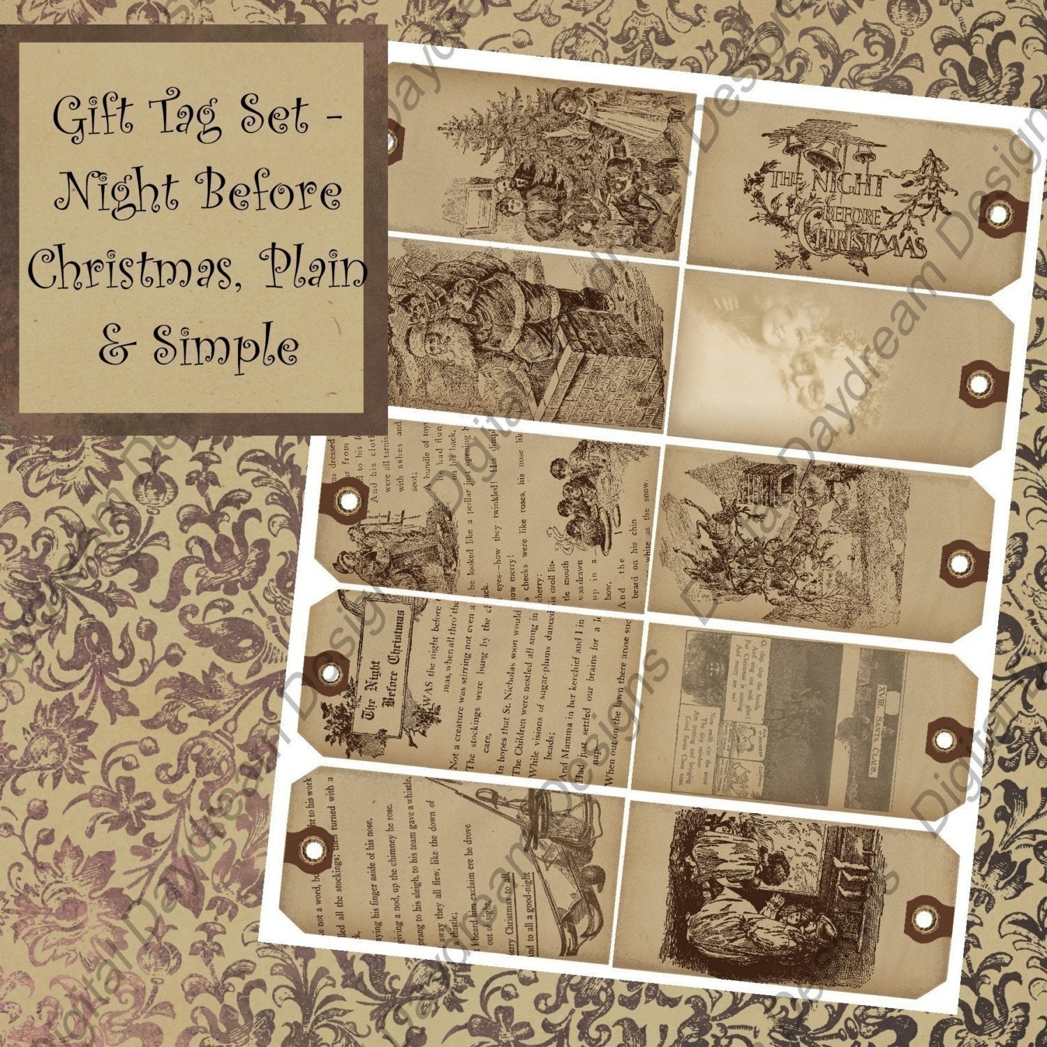 Instant Download Printable Gift Tag Kit - the Night Before Christmas ...