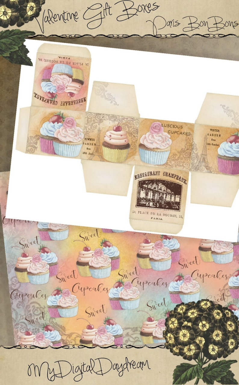 Printable Valentine Party Gift Boxes Paris Bon Bons Instant Download ...