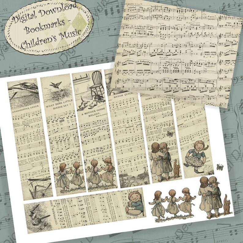 Printable Bookmarks, Children's Music, Instant Digital Download DIY ...
