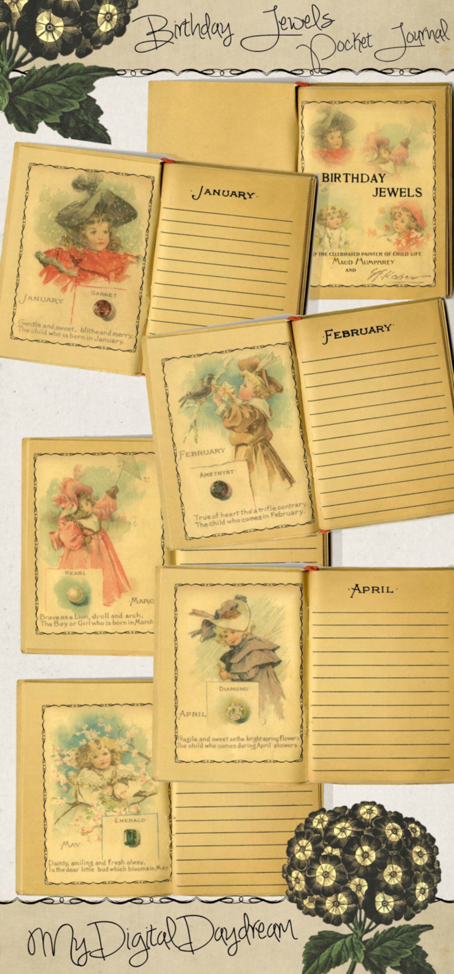 Printable Pocket Journal Birthday Jewels Perpetual Calendar - Etsy