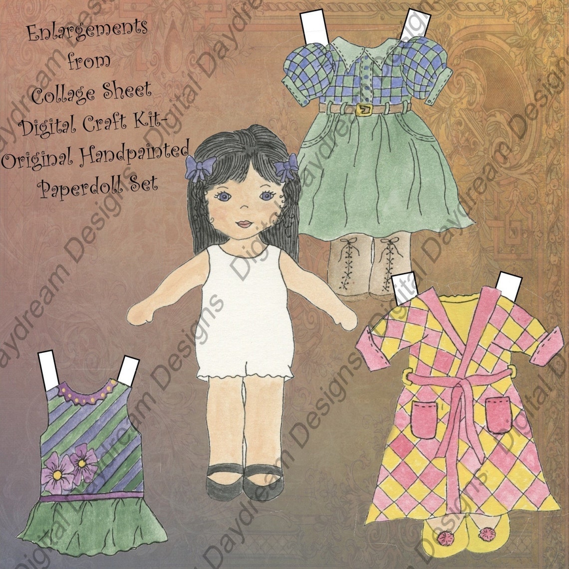 Digital Printable Paperdolls Instant Download Original Handpainted - Etsy