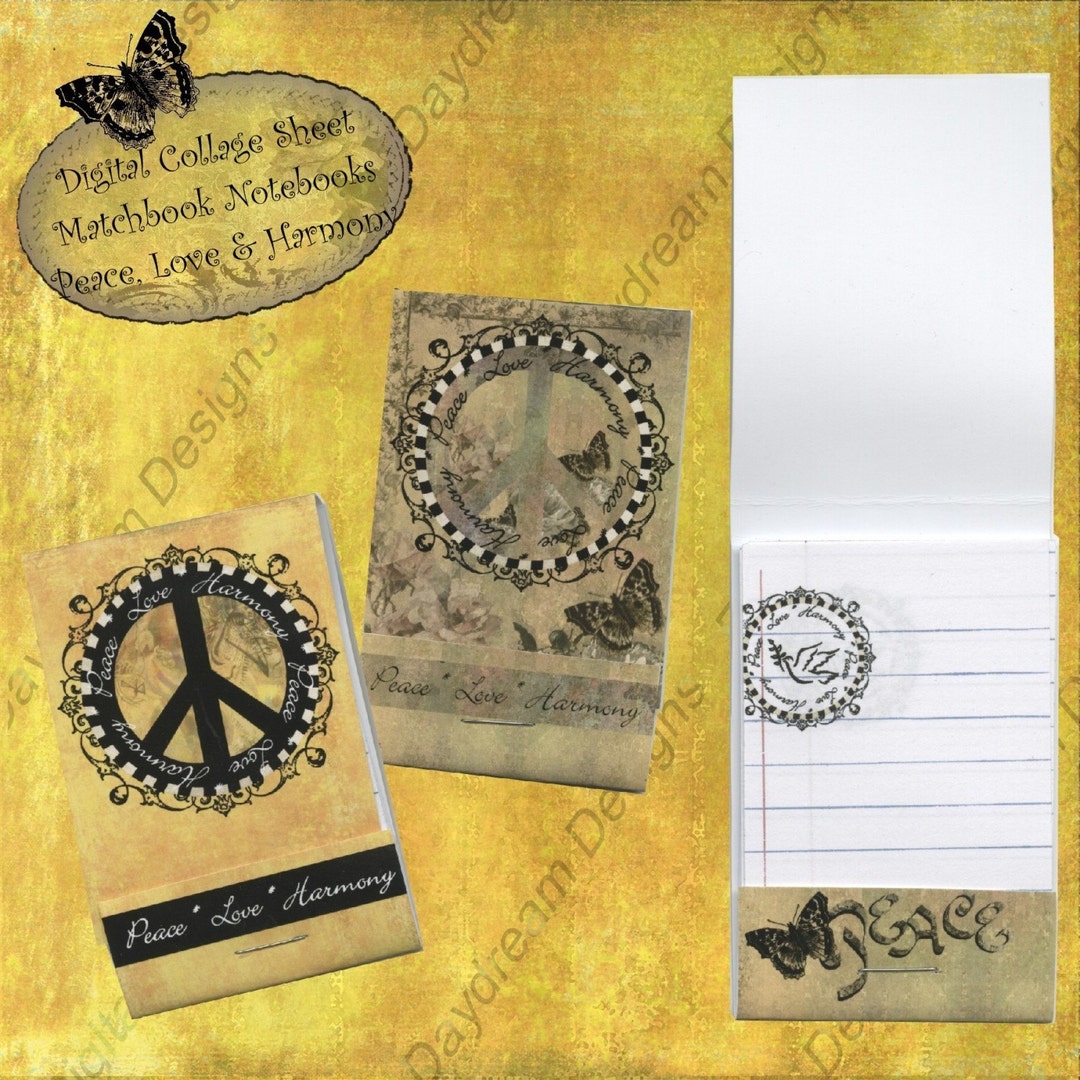 Digital Download DIY Printable Project Kit - Matchbook Notebooks Peace ...