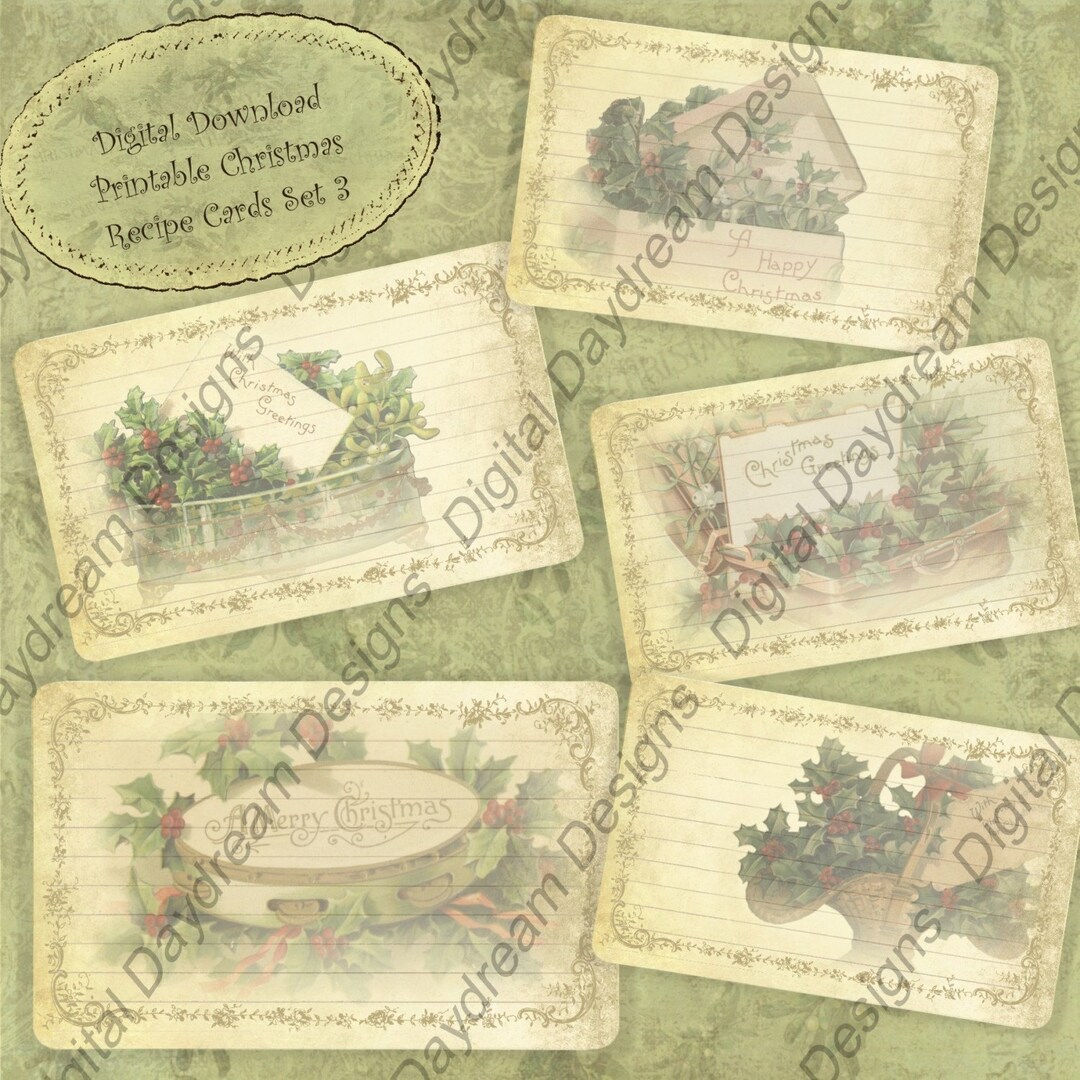 Printable Recipe Card Kit Gift Tag Set Christmas Set 3 - Etsy