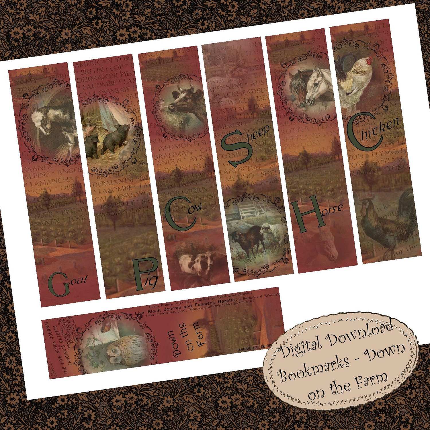 Printable Bookmarks Instant Download Digital Printable Collage | Etsy