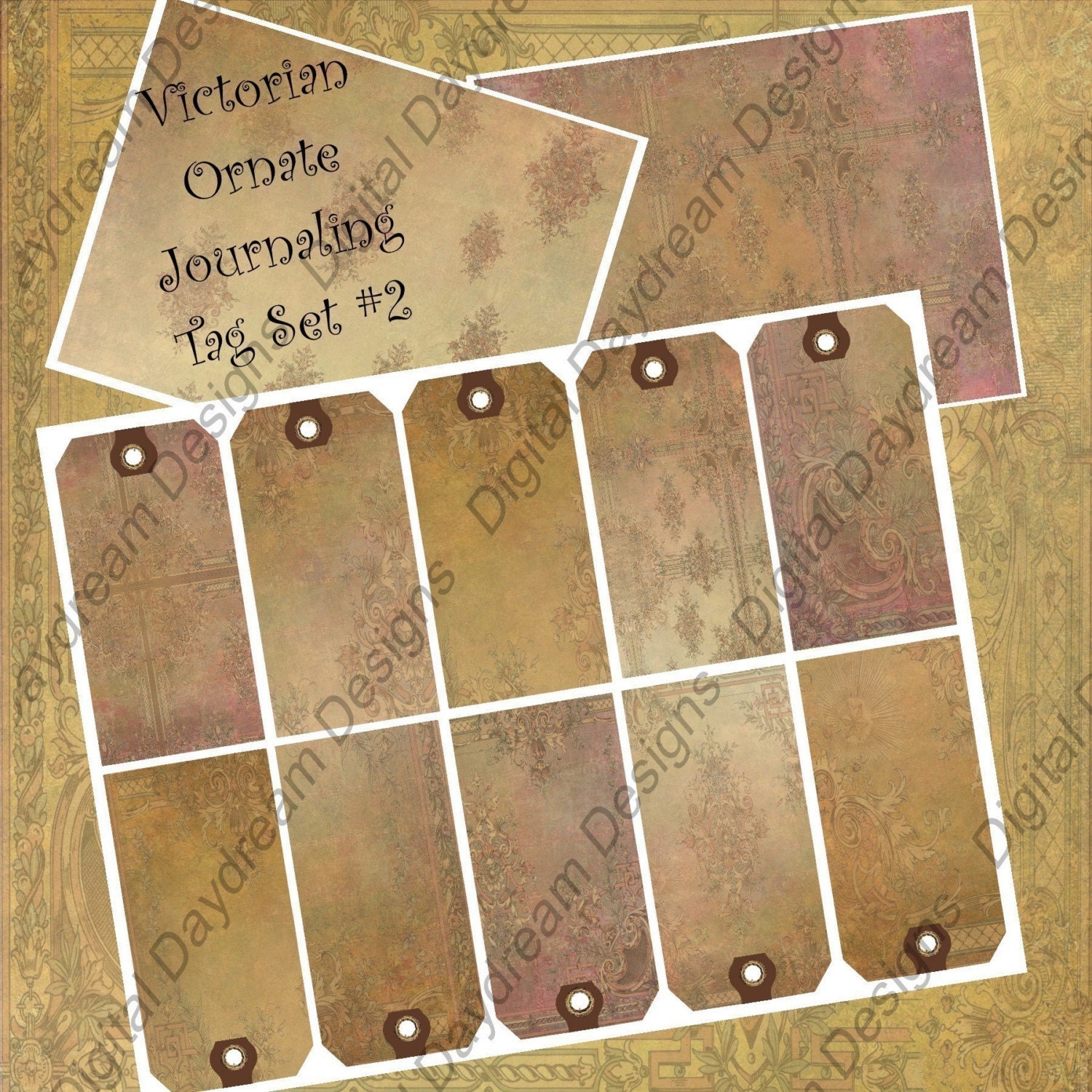 Printable Victorian Ornate Blank Gift Tags Digital Collage Sheet Gift ...