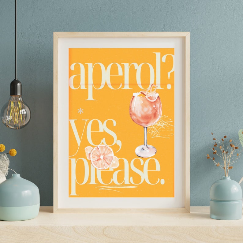 Aperol Spritz Print, Aperol Spritz Poster, Retro Cocktail Print ...