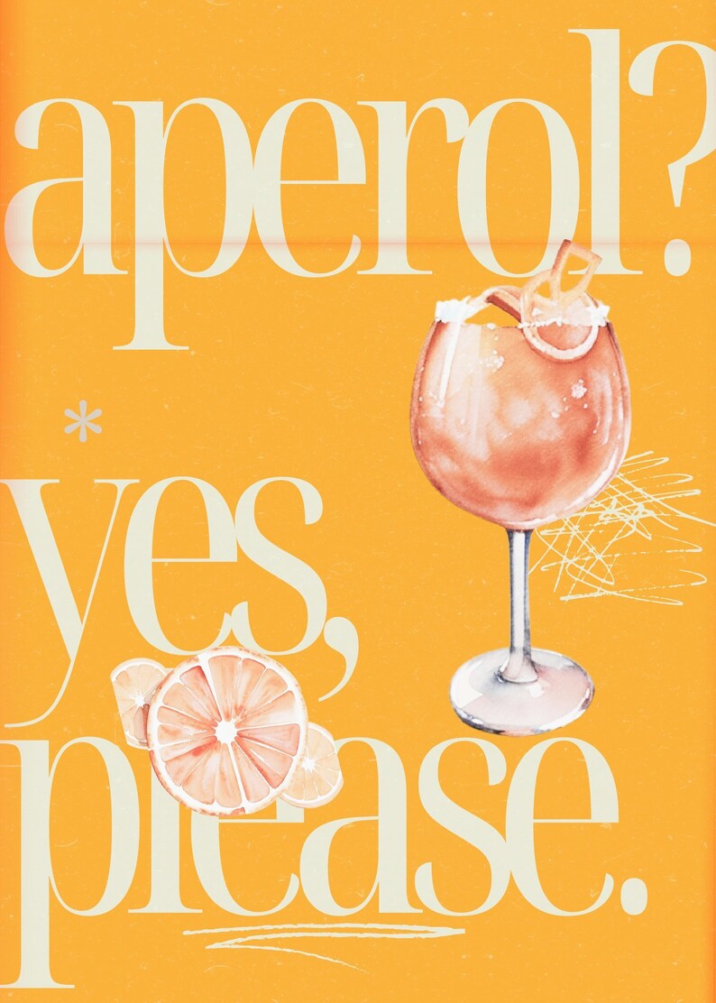 Aperol Spritz Print, Aperol Spritz Poster, Retro Cocktail Print ...