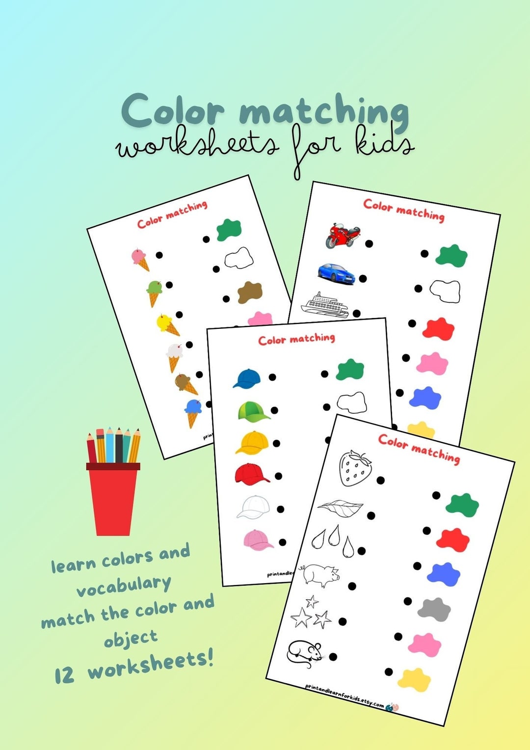 Color Matching Activity, Learn Colors, Kids Learning Worksheet ...