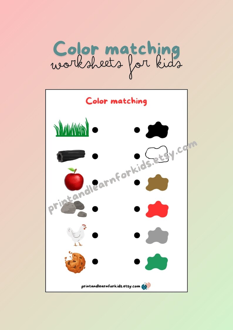 Color Matching Activity, Learn Colors, Kids Learning Worksheet ...