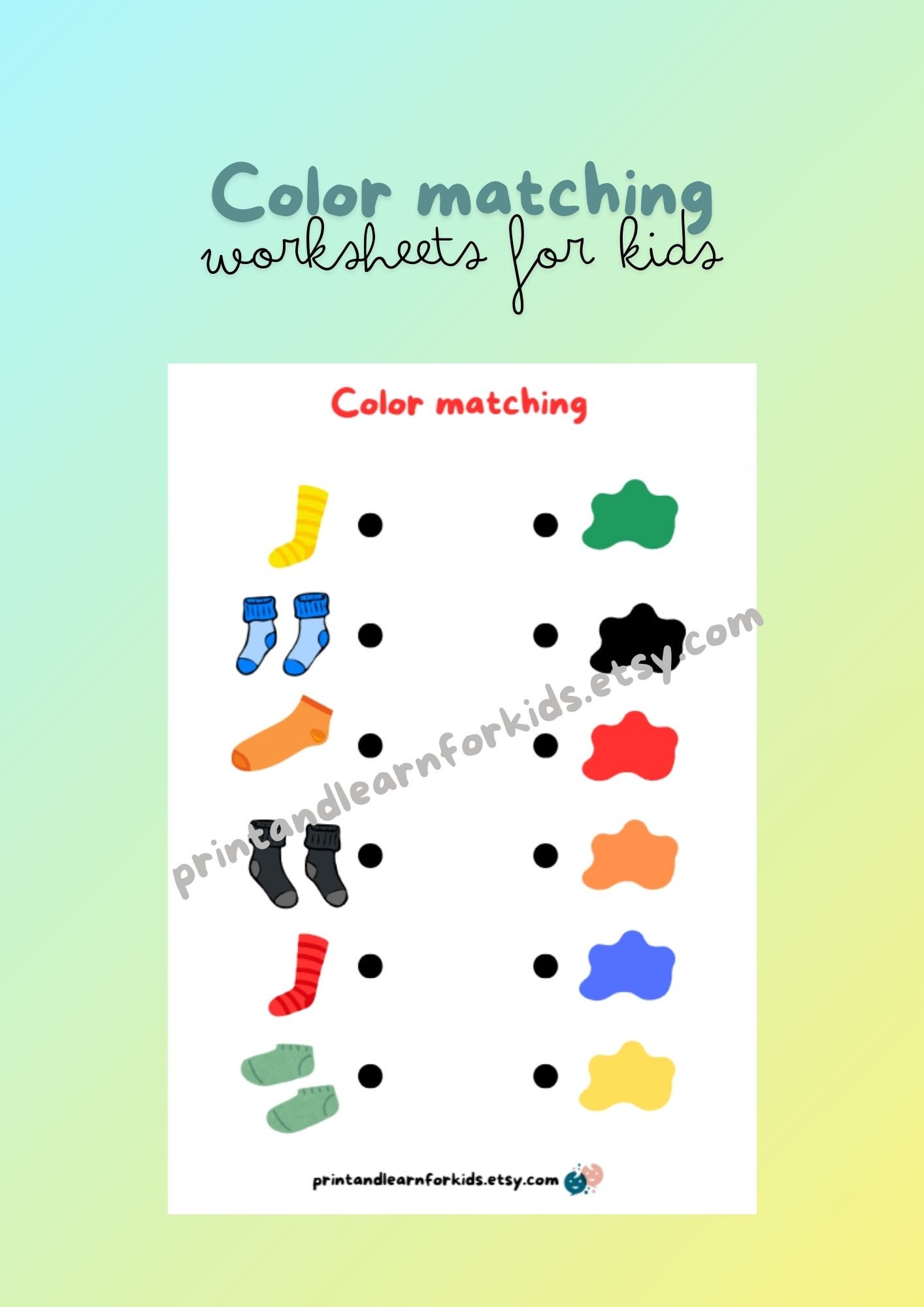 Color Matching Activity, Learn Colors, Kids Learning Worksheet ...