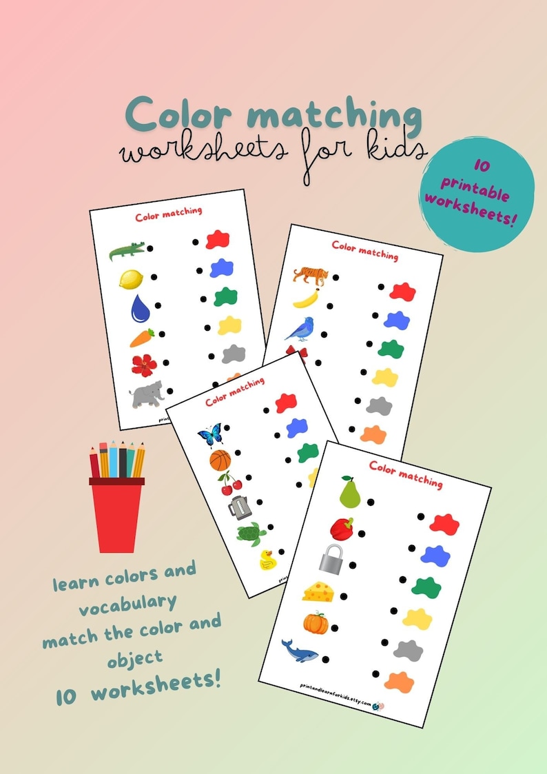 Color Matching Activity, Learn Colors, Kids Learning Worksheet ...