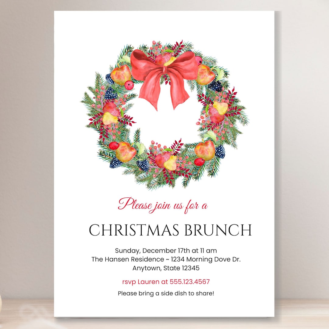 CHRISTMAS BRUNCH INVITATION Template, Printable Christmas Party ...