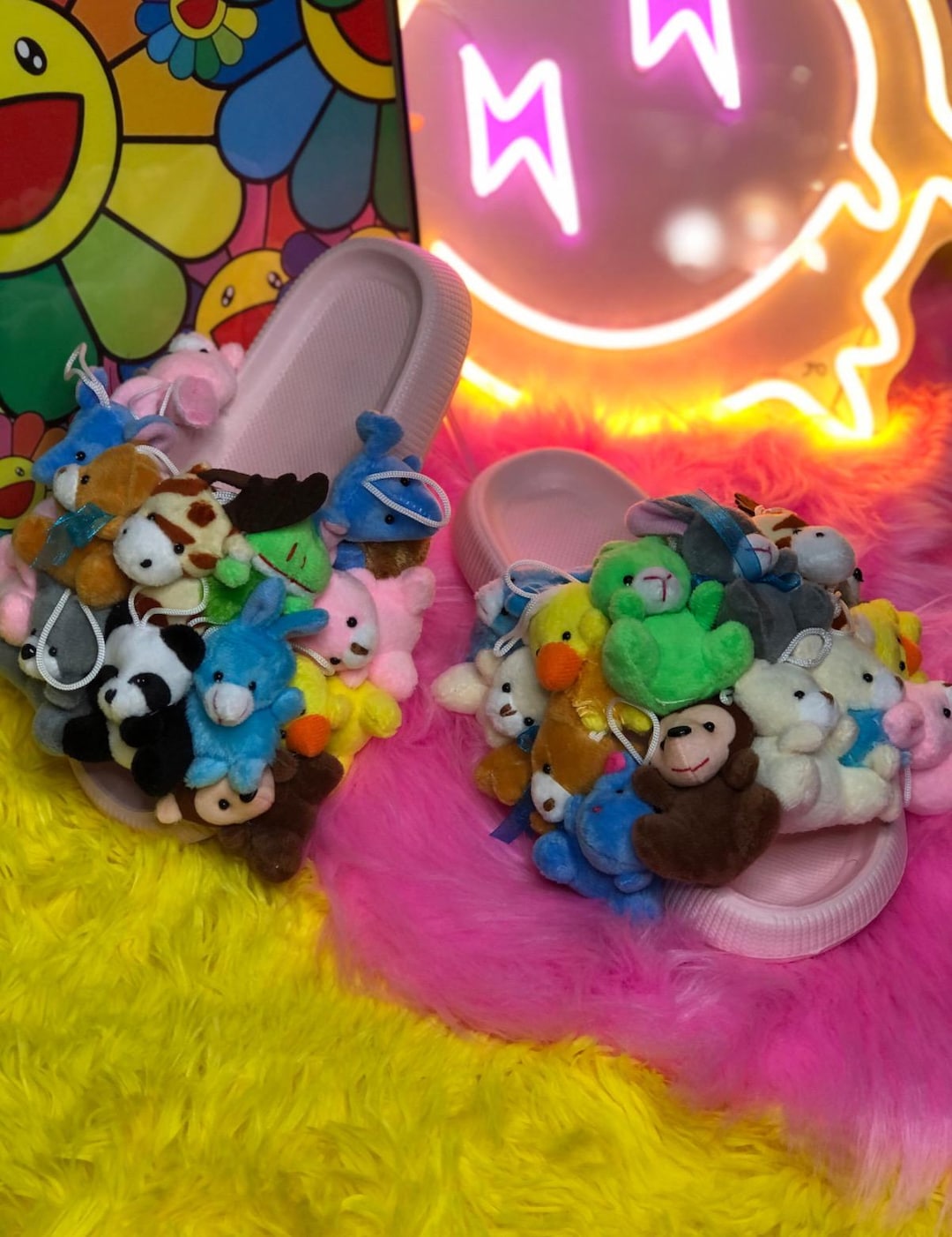 Mini Plush Animal Slides Shoes Sandals for Summer (open Toe) Streetwear ...