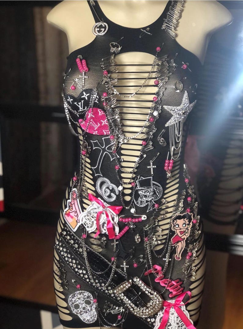 Safety Pin ROCKSTAR JUNK Dress, Popular Exotic Club Wear, Club Dress ...