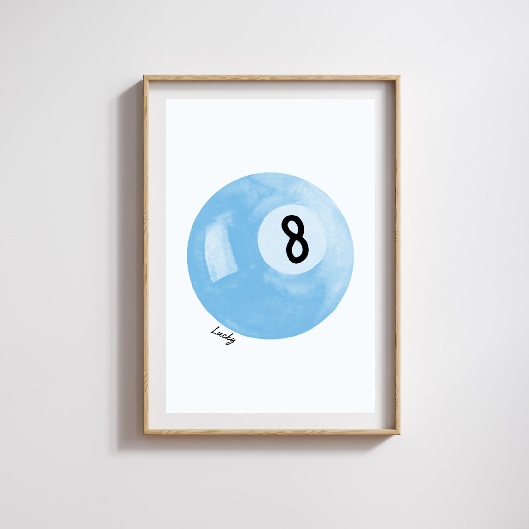 Lucky 8 Ball Wall Art, Modern Kitchen Decor, Trendy Wall Art, Vintage ...