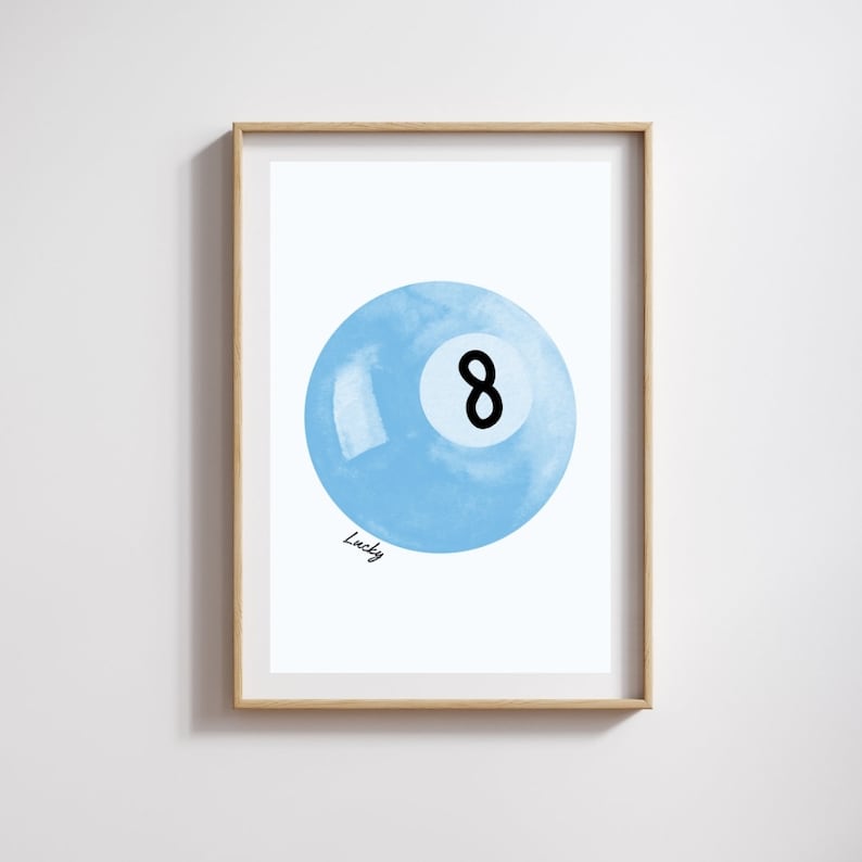 Lucky 8 Ball Wall Art, Modern Kitchen Decor, Trendy Wall Art, Vintage ...