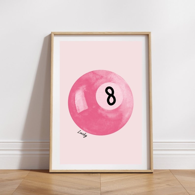 Retro Pink 8 Ball Print: Lucky Vintage Pool Art (digital Download) - Etsy