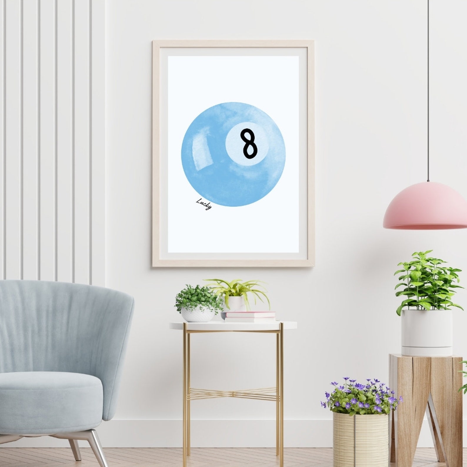 Lucky 8 Ball Wall Art, Modern Kitchen Decor, Trendy Wall Art, Vintage ...