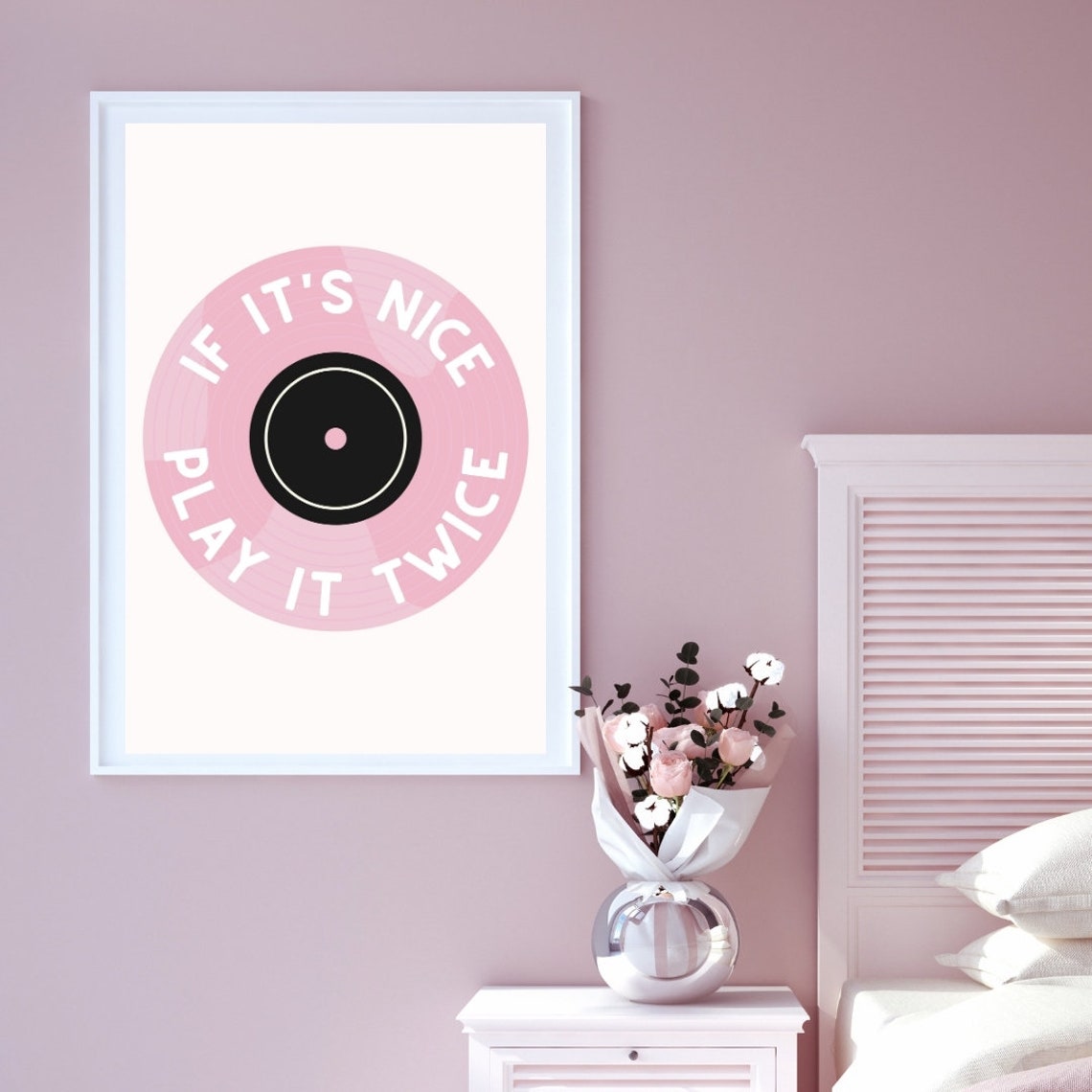 Light Pink Vinyl Record Print: Y2K Girly Music Wall Art (digital ...