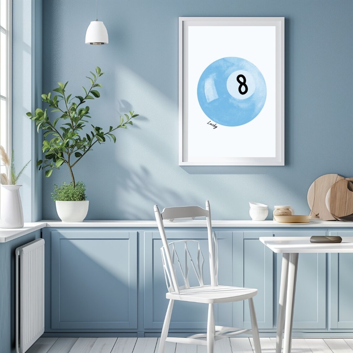 Lucky 8 Ball Wall Art, Modern Kitchen Decor, Trendy Wall Art, Vintage ...