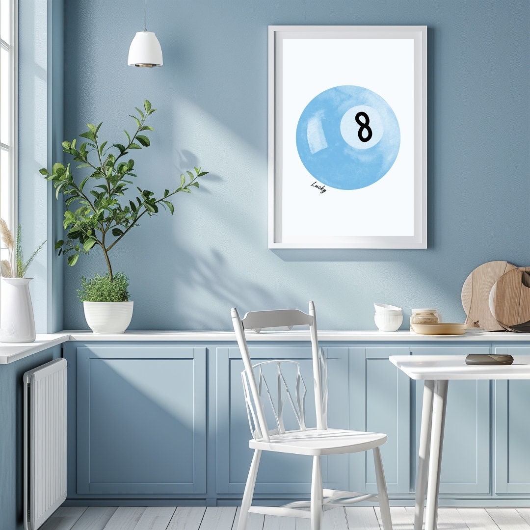 Lucky 8 Ball Wall Art, Modern Kitchen Decor, Trendy Wall Art, Vintage ...
