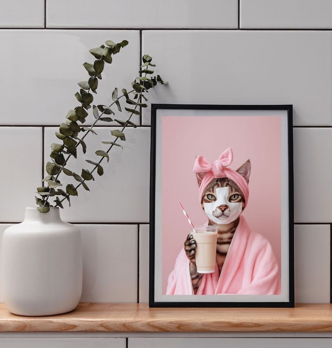 Bengal Cat Spa, Printable Wall Art, Funny Bathroom Decor, Digital Print ...