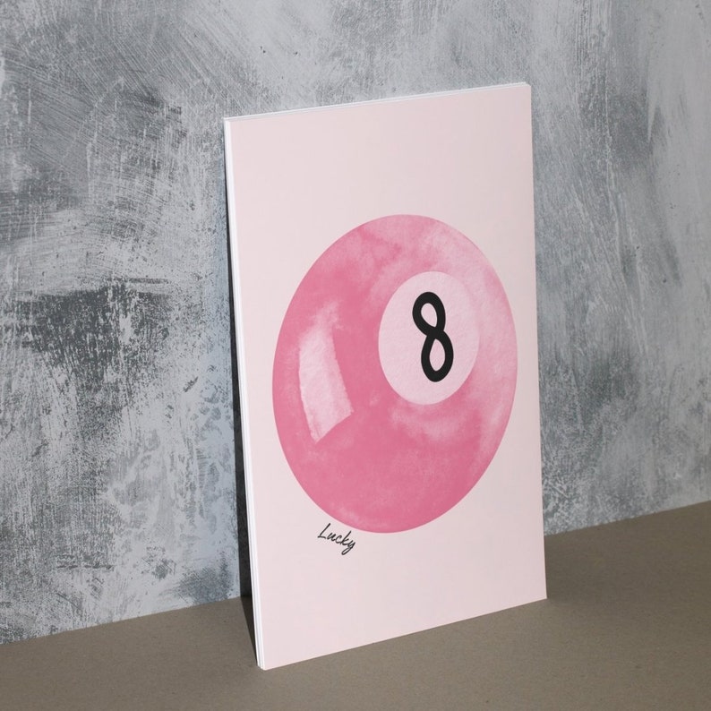 Retro Pink 8 Ball Print: Lucky Vintage Pool Art (digital Download) - Etsy