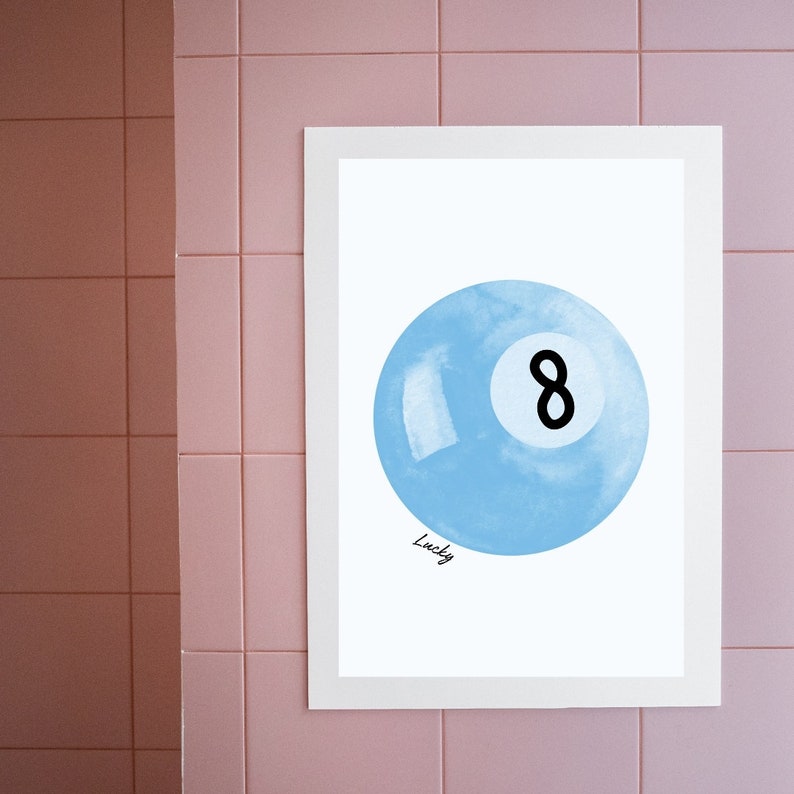 Lucky 8 Ball Wall Art, Modern Kitchen Decor, Trendy Wall Art, Vintage ...